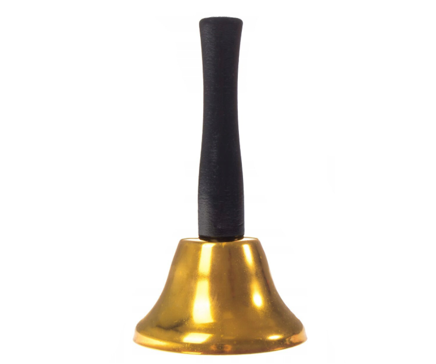 Cumpara Clopotel auriu din metal, cu maner din lemn, 12cm la pretul de ...